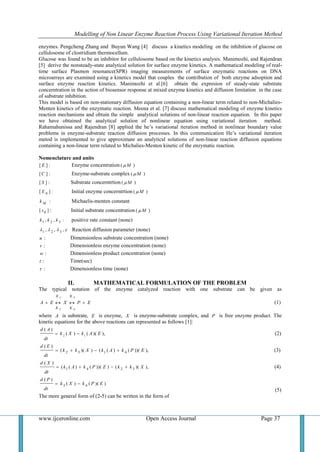 Modelling Of Non Linear Enzyme Reaction Process Using Variational Iteration Method PDF