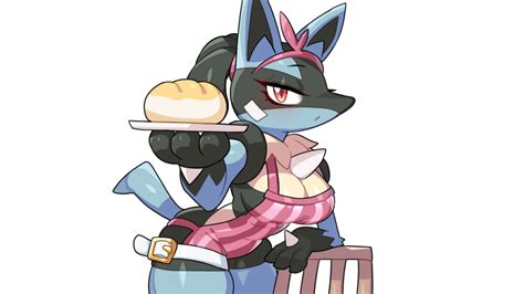 Rule 34 1girls 2022 Apron Breasts Cleavage Drunkoak Lucario Pokemon Pokemon Species Pokemon