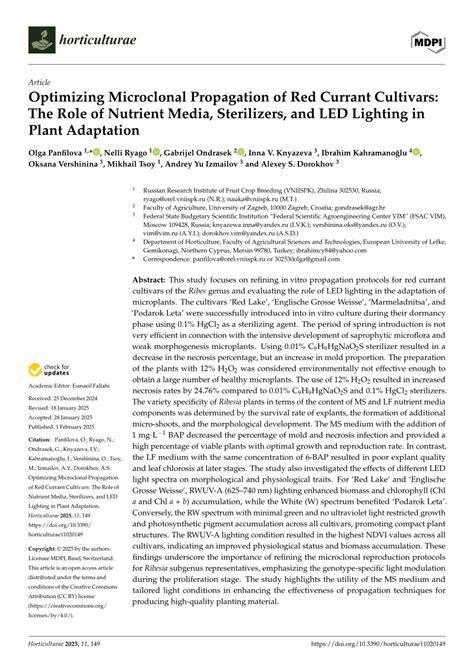 Pdf Optimizing Microclonal Propagation Of Red Currant Cultivars The Role Of Nutrient Media