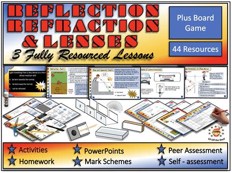 Light Reflection Refraction And Lenses Explained Plus Board Game Ks3 Teaching Resources