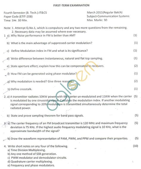 ggsipu question papers fourth semester first term 2011 etit 208