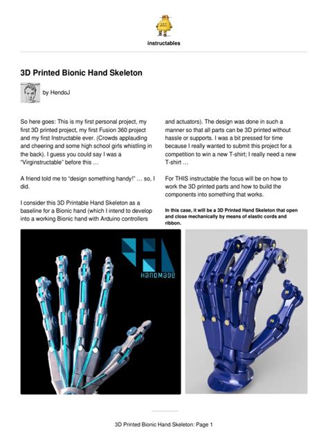 3d Printed Bionic Hand Skeleton Pdf Screw Hand