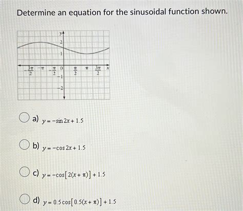 [solved] Determine An Equation For The Sinusoidal Function Shown 0 O A Y Course Hero