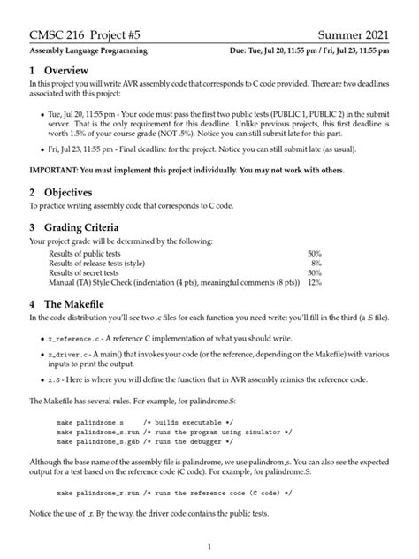cmsc 216 project 5 summer 2021 assembly language programming due tue jul 20 11 55 pm fri