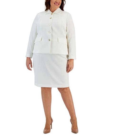 Le Suit Plus Size Crepe Wing Collar Jacket And Slim Skirt Suit Macys