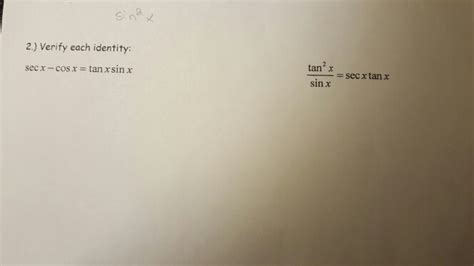 Solved Verify Each Identity Chegg Com