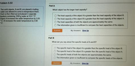Solved Two Solid Objects A And B Are Placed In Boiling Chegg Com