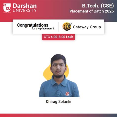 yash talsaniya gajjar on linkedin congratulations 👏🏻🎉 chirag solanki 🚀 to get placed at