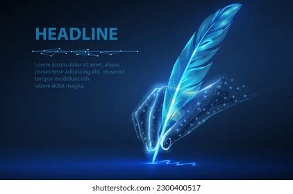 Feather Digital Hand Automatic Text Generator Stock Vector Royalty