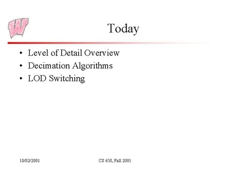 Today Level Of Detail Overview Decimation Algorithms Lod