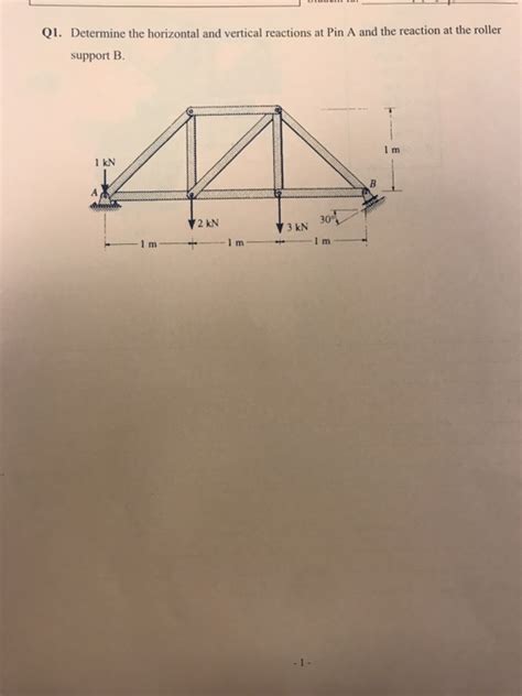 Solved Q1 Determine The Horizontal And Vertical Reactions
