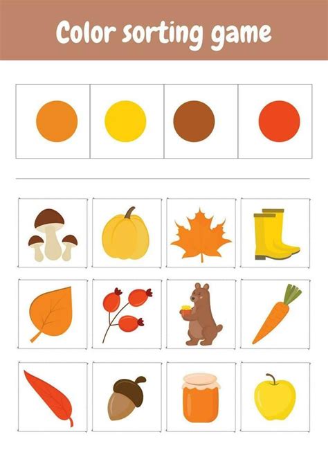 Sort And Match Objects Based On Colors Color Sorting Logical Game Connect Objects To Their