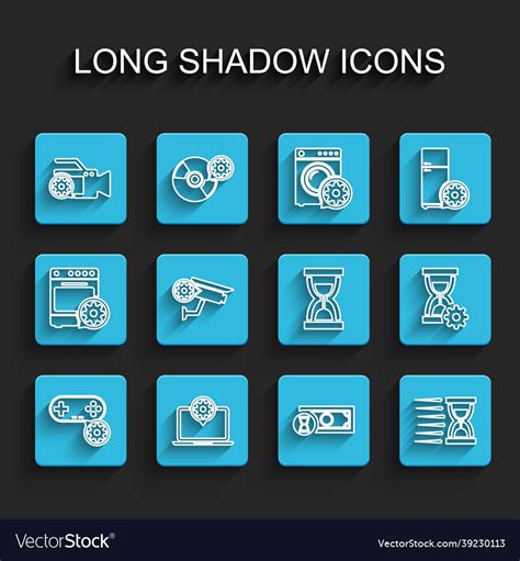 Set Line Gamepad Setting Laptop Video Camera Vector Image