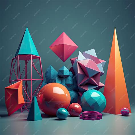 Premium Ai Image A Group Of Geometric Objects With Different Shapes And Colors
