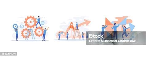 메커니즘 팀워크 기능 업무 협력 동료 그룹 회사 프로세스 개발 구조 인력 세트 평면 벡터 현대 그림 개념에 대한 스톡 벡터 아트