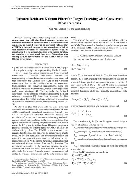 pdf iterated debiased kalman filter for target tracking with converted measurements