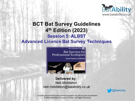 Bct Bat Survey Guidelines 4th Edition Session 5 Advanced Licence