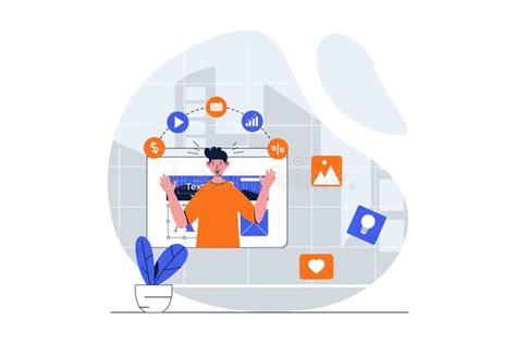 Digital Marketing Web Concept With Character Scene Vector Illustration