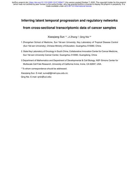 Pdf Inferring Latent Temporal Progression And Regulatory Networks From Cross Sectional