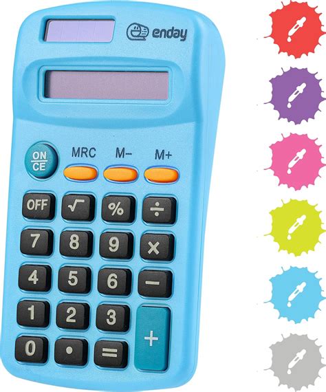 Calculator Blue Basic Small Solar And Battery Operated Large Display Four
