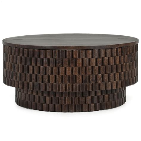Norwood Round Coffee Table In Dark Brown Modern Living Room Table