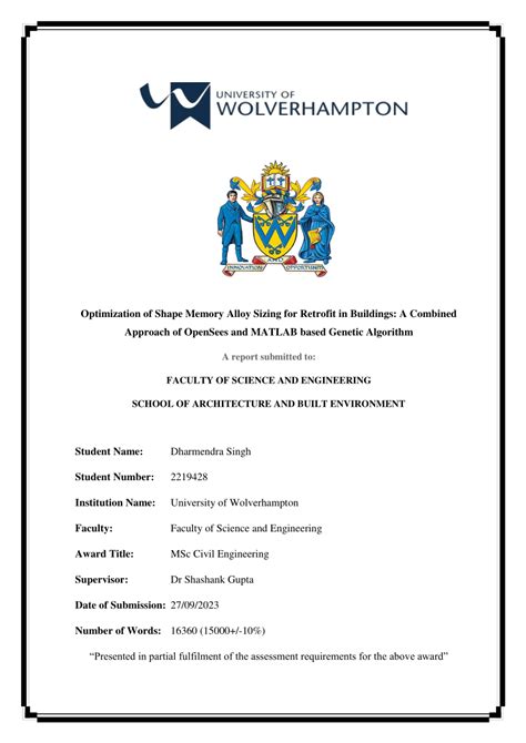 Pdf Optimization Of Shape Memory Alloy Sizing For Retrofit In Buildings A Combined Approach