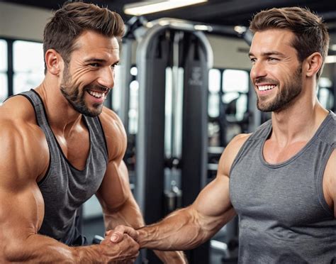 Premium Photo Two Men In The Gym