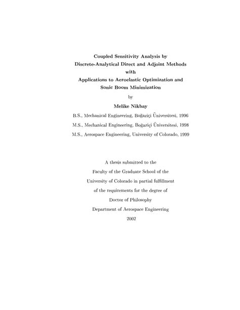 Pdf Coupled Sensitivity Analysis By Discrete Analytical Direct And Adjoint Methods With
