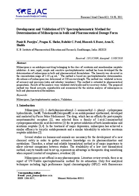 Pdf Development And Validation Of Uv Spectrophotometric Method For