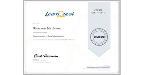 Ghassen Mechmech On Linkedin Coursera Bigdata Datawarehouse