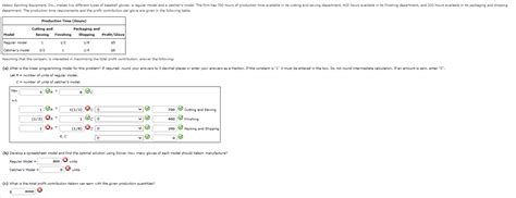 Solved B Develop A Spreadsheet Model And Find The Optimal