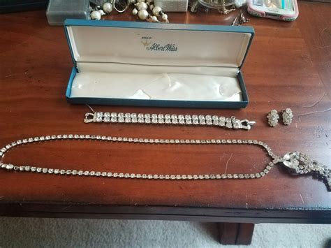 Albert Weiss Costume Jewelry Rhinestone Set With Orig Box