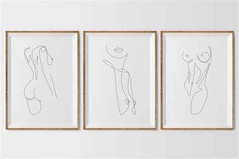 One Line Drawing Naked Line Art Set Abstract Nude Set Of Female Line Art Woman Nudes