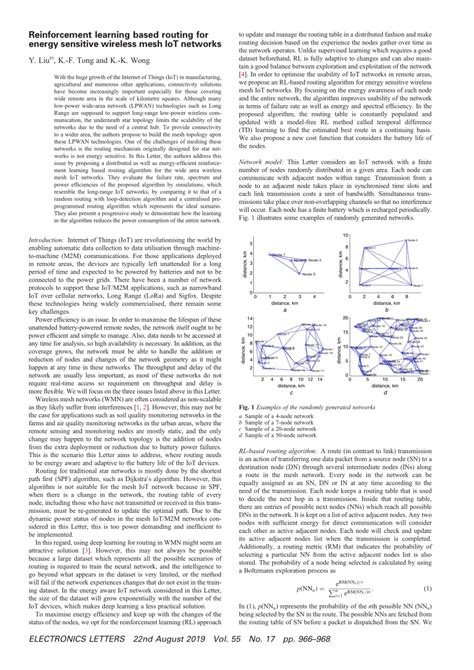 Reinforcement Learning Based Routing For Energy Sensitive Wireless Mesh Iot Networks Request Pdf