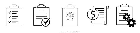 Clipboard Checklist Report Survey Outline Icons Stock Vector Royalty Free 2259547631