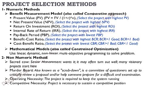 Project Selection Methods