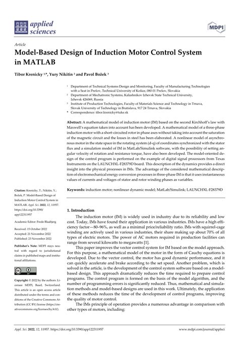 Pdf Model Based Design Of Induction Motor Control System In Matlab