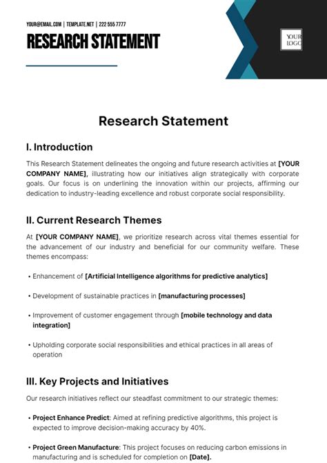 Free Research Statement Template To Edit Online