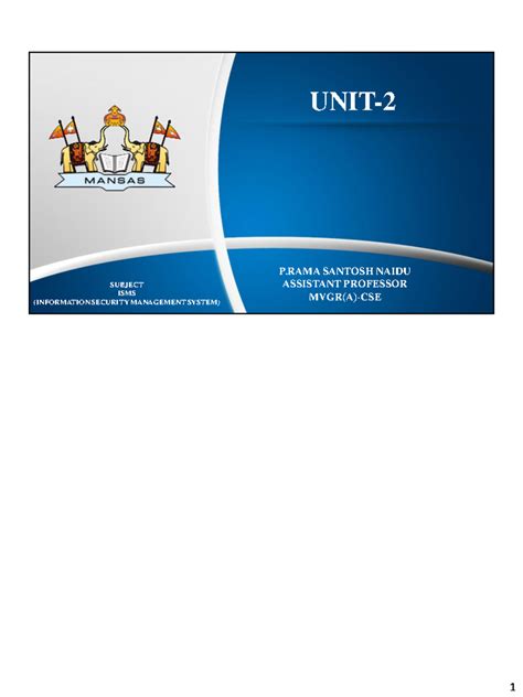 Unit 2 Information Security Management System Unit 2 P Santosh