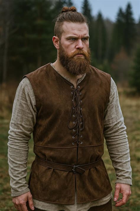 Mens Brown Suede Medieval Vest Viking Renaissance Larp Costume Etsy