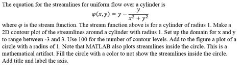 Using Matlab The Equation For The Streamlines For