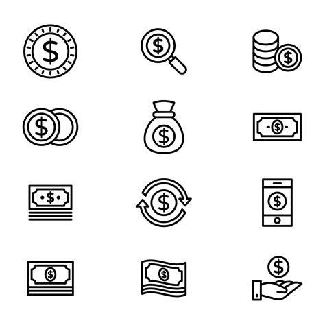 Paquete De Iconos De Línea De Finanzas Vector Premium