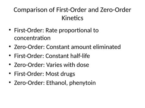 Kinetics Of Elimination First Order And Zero Order Kinetics Ppt