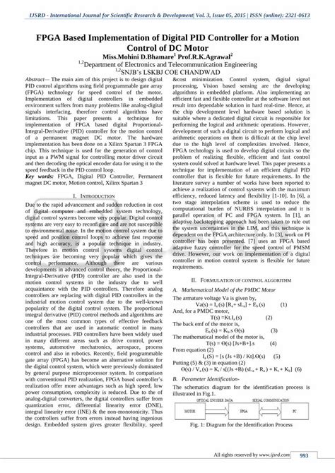 pdf fpga based implementation of digital pid controller for a