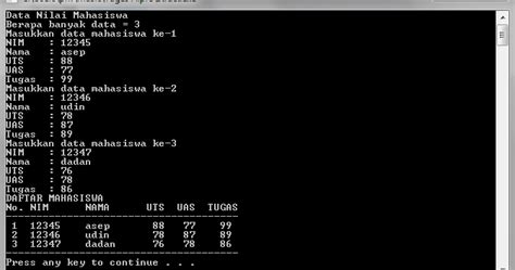 Membuat Data Mahasiswa Menggunakan Array Of Record