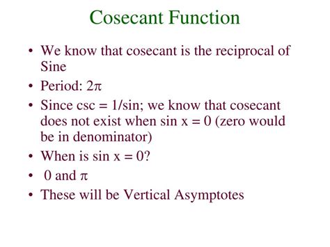 Ppt Graphs Cosecant Section 4 6 Powerpoint Presentation Free