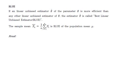 Solved Blue If An Linear Unbiased Estimator θ Of The