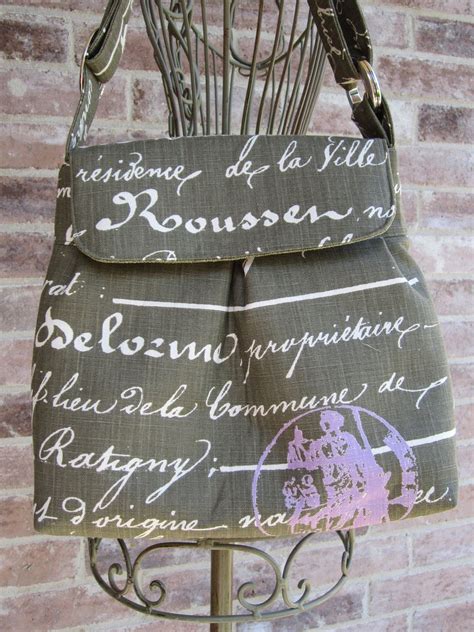 french fabric script bag