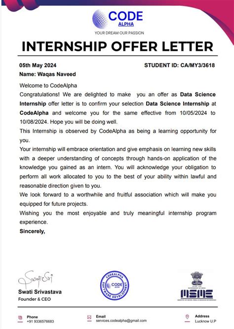Waqas Naveed On Linkedin Datascience Internship Codealpha