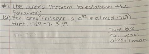 Solved Use Euler S Theorem To Establish The Following Chegg
